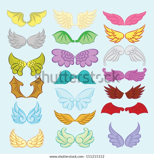 Wings Cute Collection Part Ii Stock Vector (Royalty Free) 151215152 ...