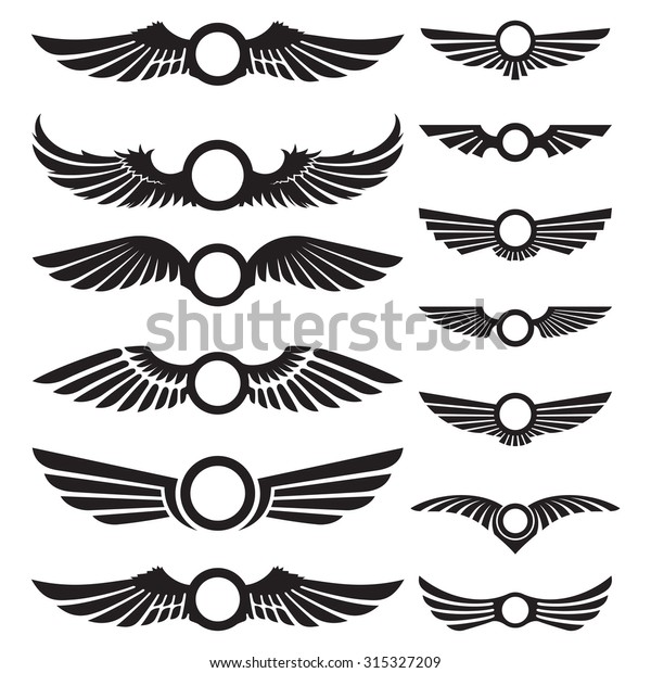 Wings Decorative Insignia Labels Set Stock Vector (Royalty Free) 315327209