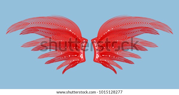 Wings Feathers Beautiful Red Wings Pins Stock Vector (Royalty Free ...