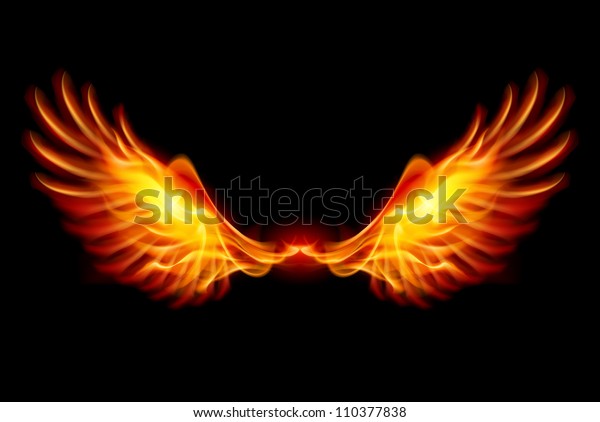Wings Flame Fire Illustration On Black Stock Vector (Royalty Free ...