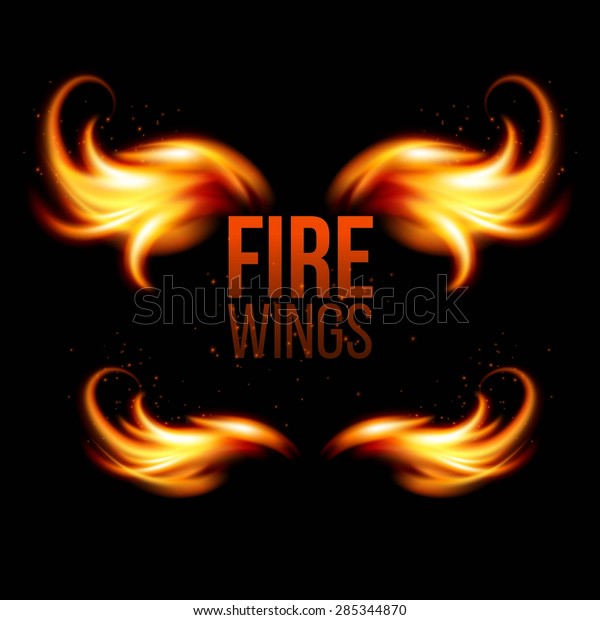 Wings Flame Fire Illustration On Black Stock Vector (Royalty Free ...