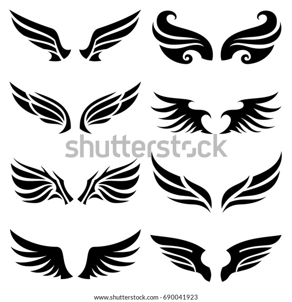 Wings Icons Set Stock Vector (Royalty Free) 690041923 | Shutterstock