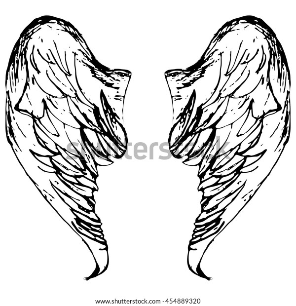 Wings Ink Sketch Vector Illustration Stock Vector (Royalty Free ...