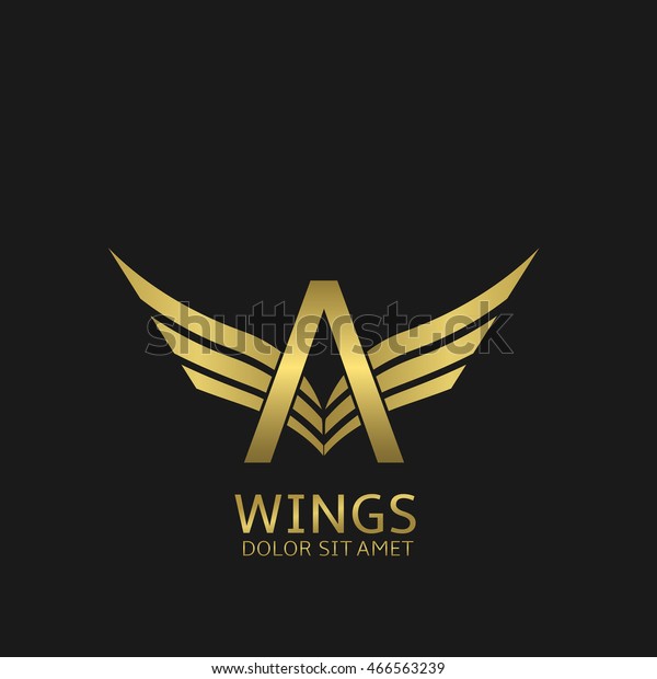 Wings Letter Logo Golden Creative Alphabet Stock Vector (Royalty Free ...