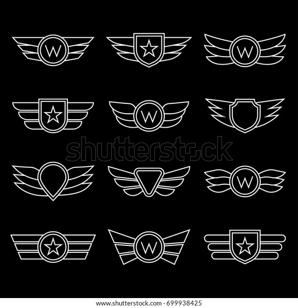 Wings Line Icon Set Winged Logo Stock Vector (Royalty Free) 699938425 ...