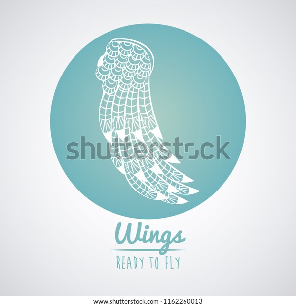 Wings Ready Fly Round Emblem Stock Vector (Royalty Free) 1162260013