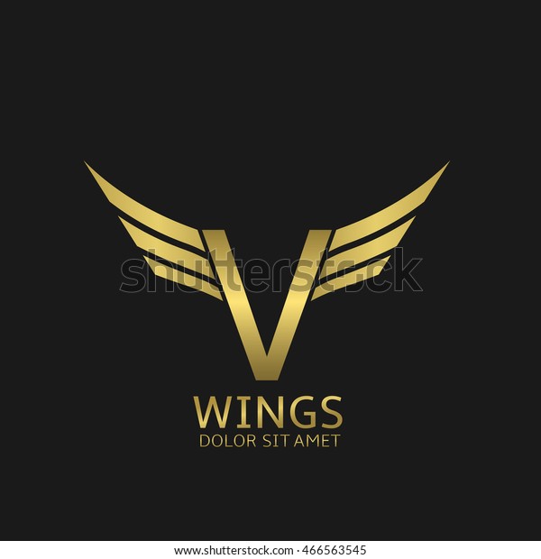 Wings V Letter Logo Golden Creative Stock Vector (Royalty Free ...