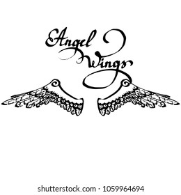 Wings Vector Illustration Lettering Stock Vector (Royalty Free ...