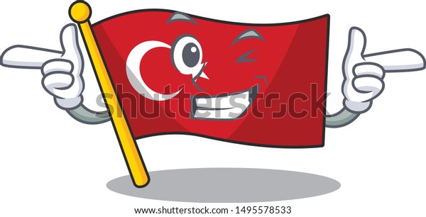 Wink Flag Turkey Isolated Cartoon Stock Vector (Royalty Free ...