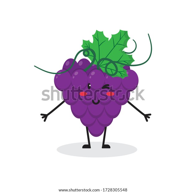 Wink Grape Fruit Cute Character Mascot Stock Vector (Royalty Free ...