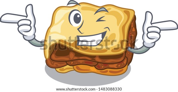 Wink Moussaka Cooked Cartoon Style Stock Vector (Royalty Free ...