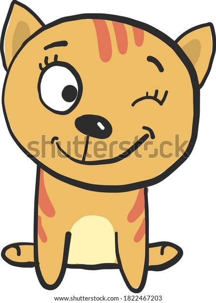 Winking Cat Illustration Vector On White Stock Vector (Royalty Free ...