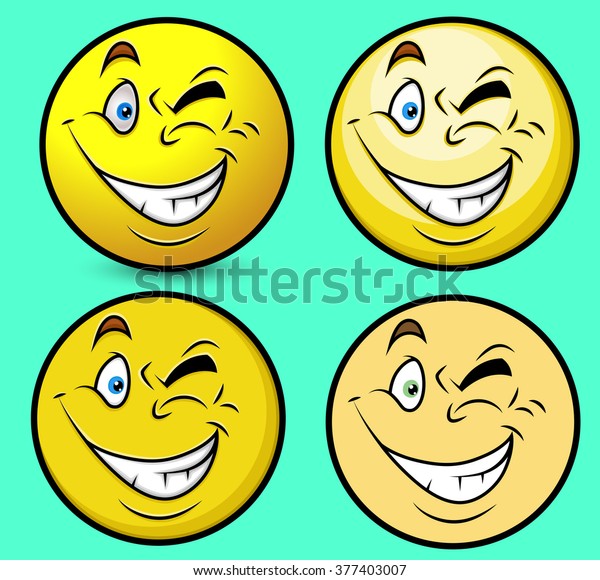 Winking Eye Emoticon Set Stock Vector (Royalty Free) 377403007 ...