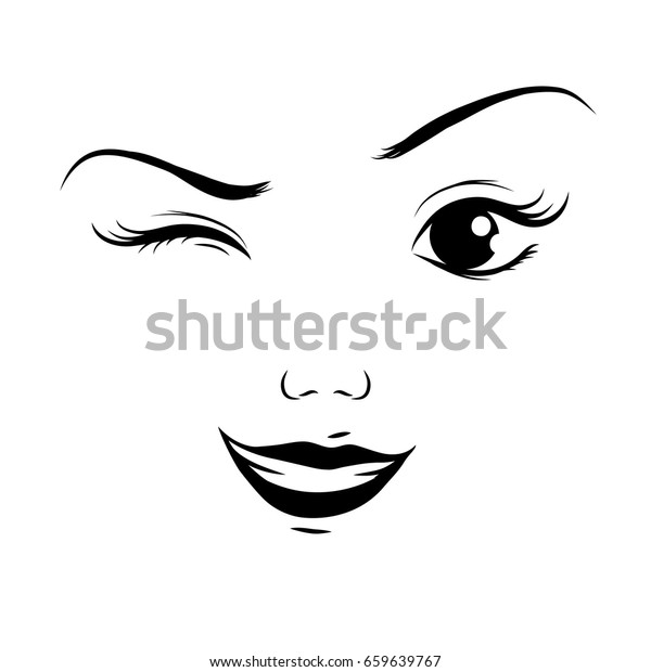 Vektor Stok Winking One Eye Cartoon Face Vector (Tanpa Royalti ...