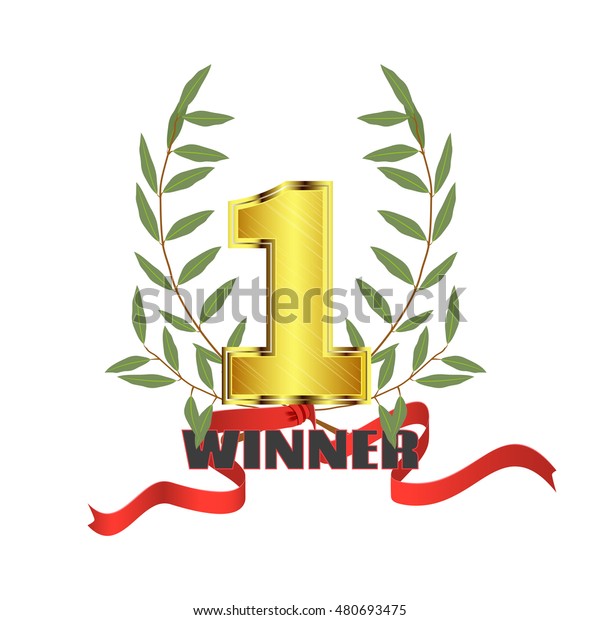 Winner Conceptgold Number One Red Ribbon Stock Vector (Royalty Free ...