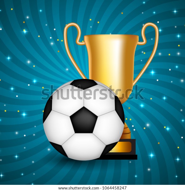 Winner Congratulations Background Golden Cup Football Stock Vector ...