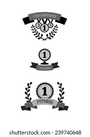 Winner Crown Cup Set Ribbon Banner Stock Vector (Royalty Free ...