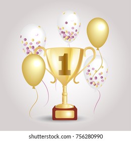 Winner Gold Cup Balloons: vector de stock (libre de regalías) 756280990