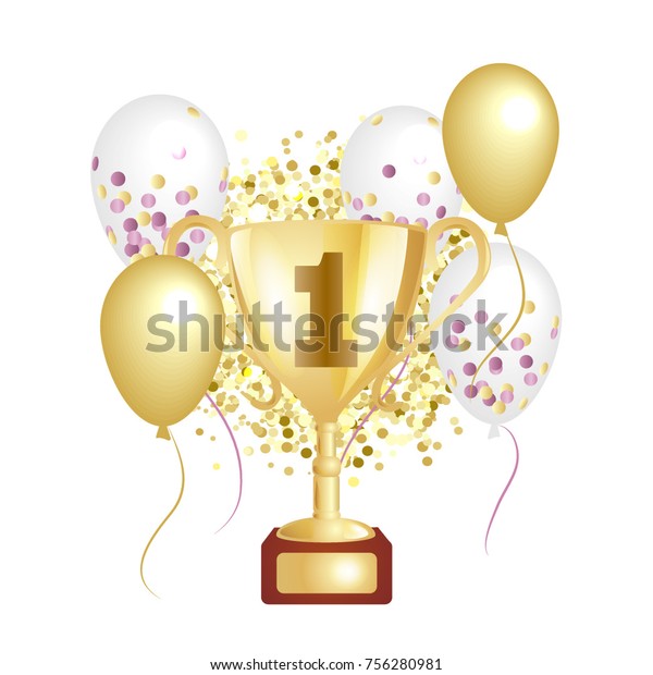 Winner Gold Cup Balloons Stock Vector (Royalty Free) 756280981