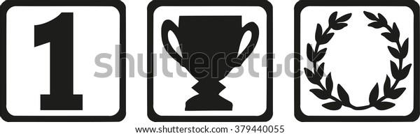 Winner Icons Number One Trophy Laurel Stock Vector (Royalty Free ...