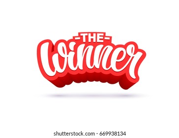 Winner Lettering Text Banner Vector Illustration Stock Vector (Royalty ...