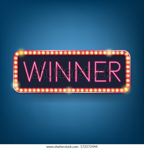 Winner Neon Bulb Retro Light Frames Stock Vector (Royalty Free) 572572444