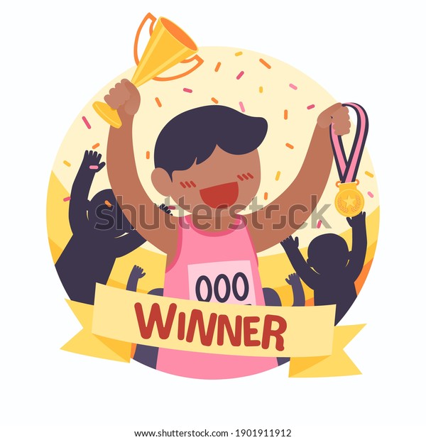 Winner Podium Cartoon Concept Vector Illustration Stock Vector (Royalty ...