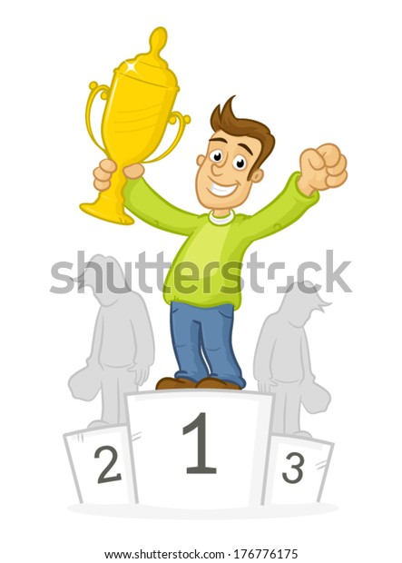 Winner Standing On Podium Stock Vector (Royalty Free) 176776175