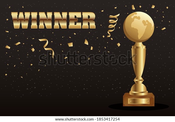Winner Trophy Earth Planet Golden Word Stock Vector (Royalty Free ...