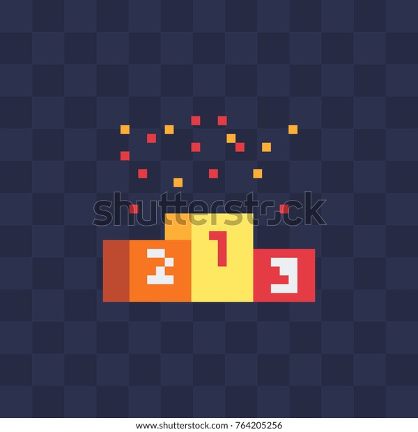 Winners podium pixel art icon. Old school computer graphic design. 8 ...