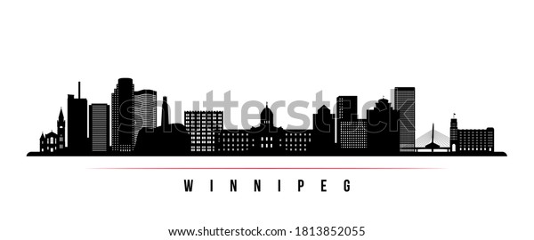 Winnipeg Skyline Horizontal Banner Black White Stock Vector (Royalty ...