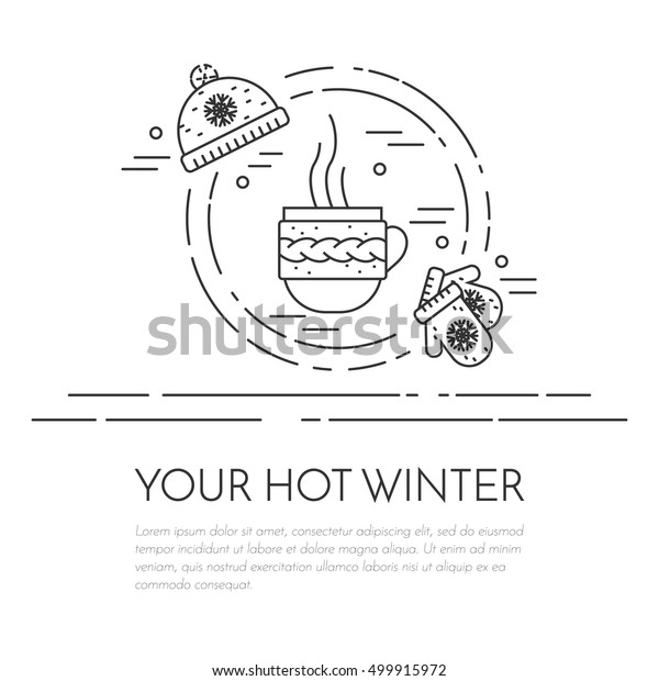 Winter Banner Cup Tea Mittens Hat Stock Vector (Royalty Free) 499915972 ...