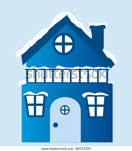 Winter Blue House Isolated Over Blue Stock Vector (Royalty Free ...
