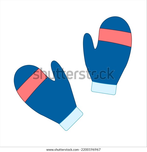 Winter Blue Mitten Cartoon Kid Glove Stock Vector (Royalty Free ...