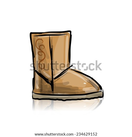 Winter Boots Ugg Sketch Your Design Stock Vector (Royalty Free ...