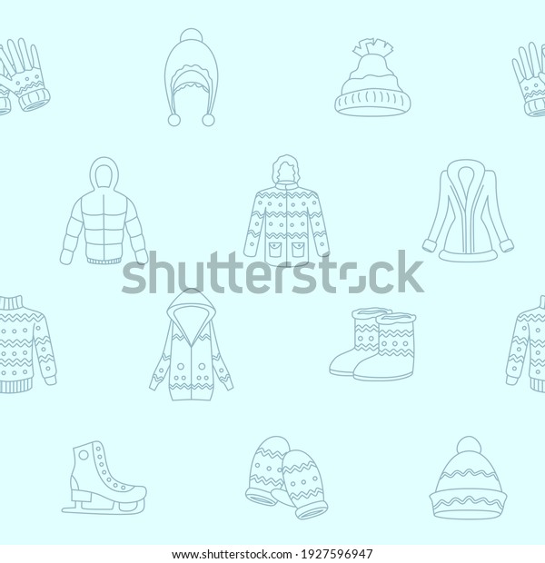 Winter Clothing Vector Background Seamless Pattern Stock Vector ...