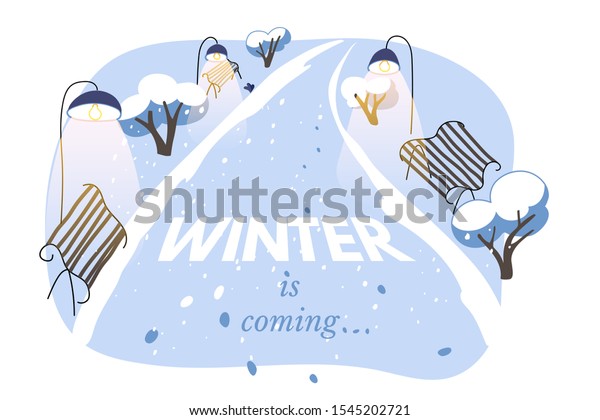 Winter Coming Vector Banner Template Snowing Stock Vector (Royalty Free ...