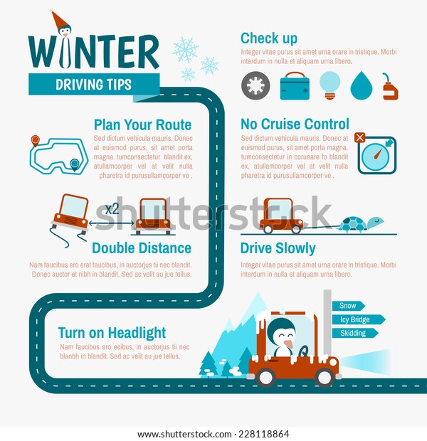 Winter Driving Tips Infographics Safety Trip Stock Vector (Royalty Free ...