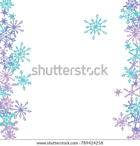 Winter Frame Cute Doodle Snowflakes Blue Stock Vector (Royalty Free ...