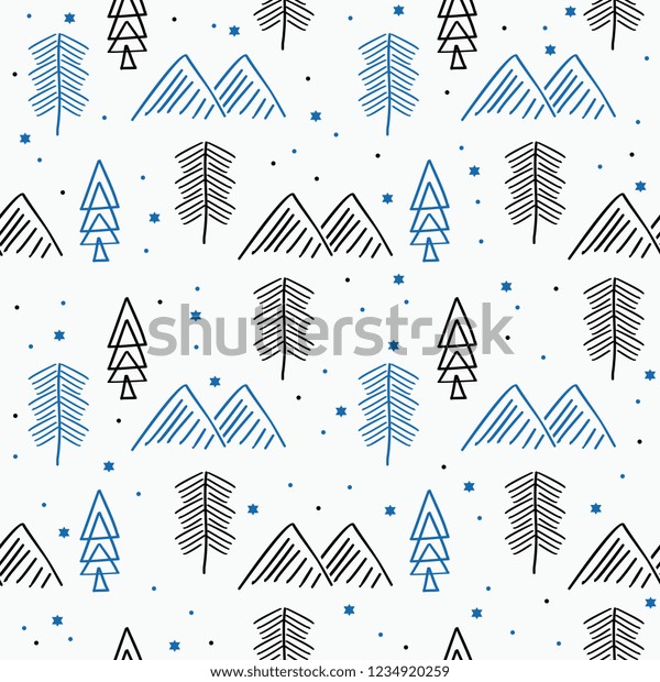Winter Hand Drawn Doodle Seamless Pattern Stock Vector (Royalty Free ...