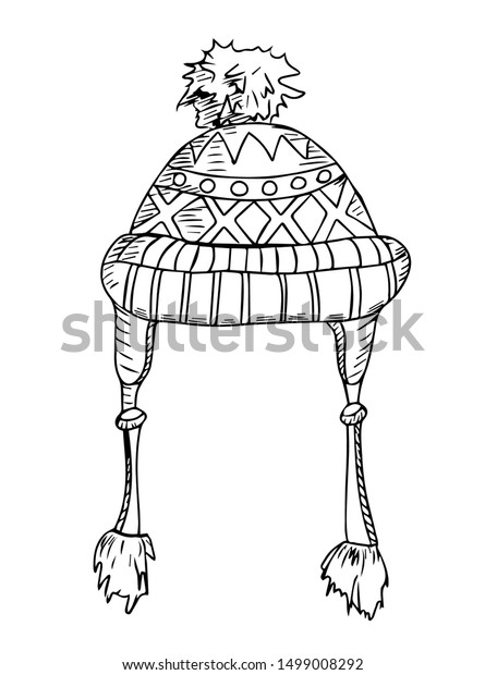 Winter Hat Drawing Illustration Sketch Black Stock Vector (Royalty Free ...