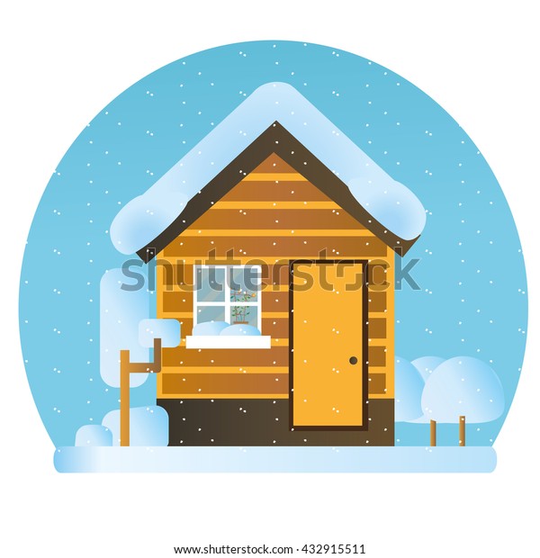 Winter House Icon Trees Snow Vector: เวกเตอร์สต็อก (ปลอดค่าลิขสิทธิ์ ...
