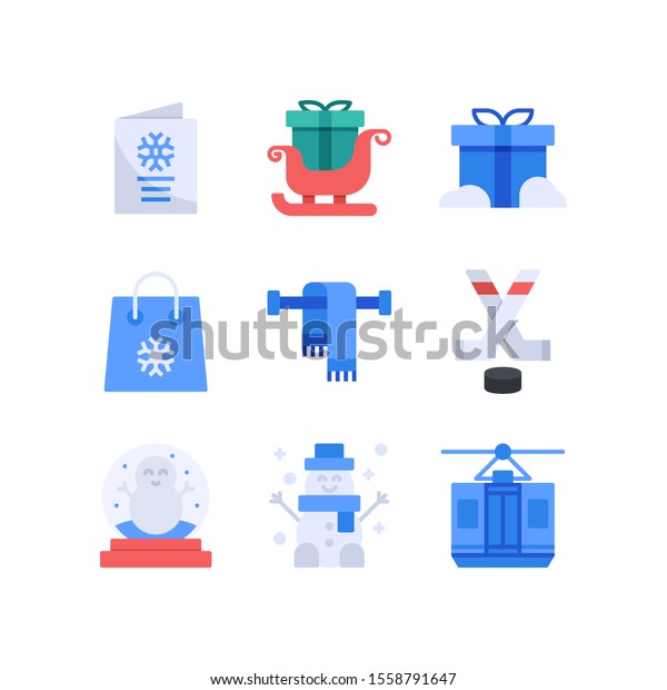 Winter Icon Set Invitation Card Sleigh Stock Vector (Royalty Free ...