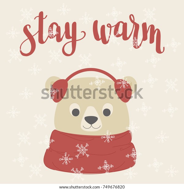 La letra de la mano inspirada en el invierno con oso polar en una ...
