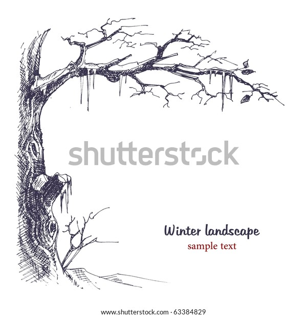 Winter Landscape Sketch Stock Vector (Royalty Free) 63384829