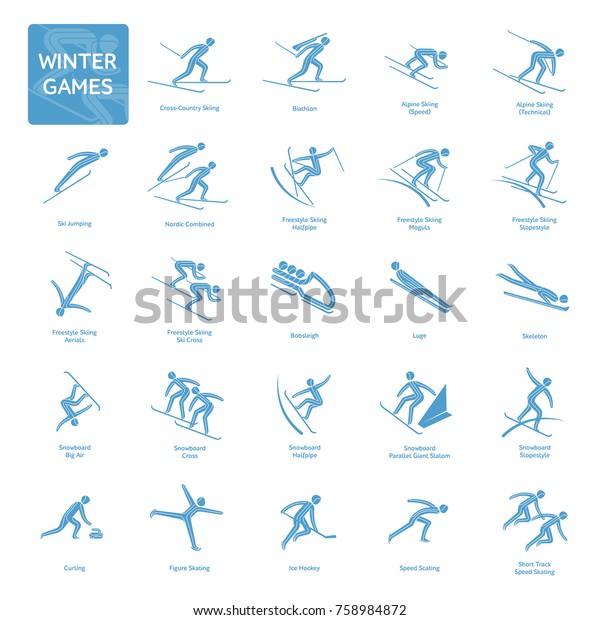 Winter olympic games competition icon. All olympic species of events in ...