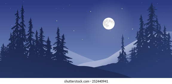 Winter Scene Snow Moon Stock Vector (Royalty Free) 252440941 | Shutterstock