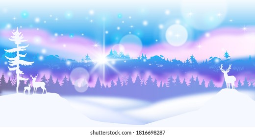 Winter Season Vector Landscape Forest Outlines Stock Vector (Royalty ...