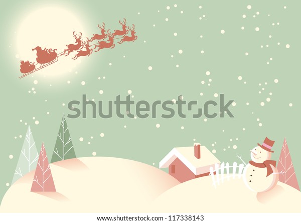 Winter Snow Scene Soft Vintage Retro Stock Vector (Royalty Free) 117338143