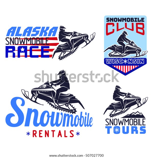Winter Sport Snowmobile Logo Emblems Set Stock Vector (Royalty Free ...